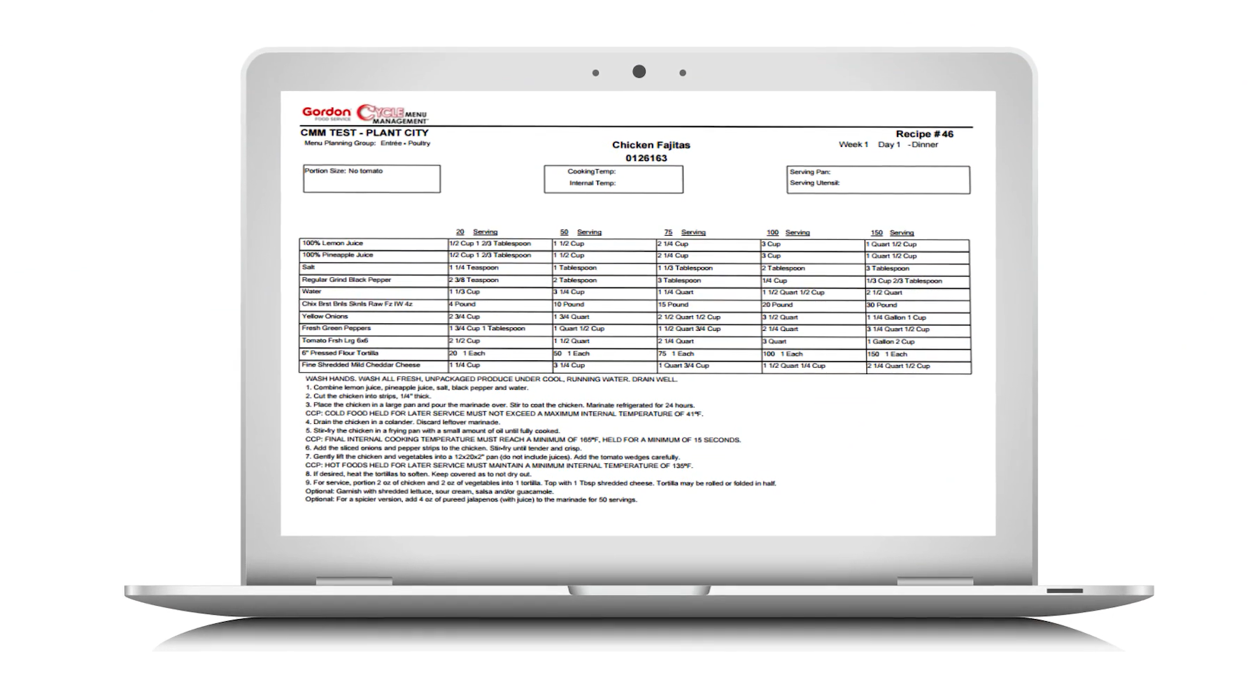 Cycle Menu Management Gordon Food Service