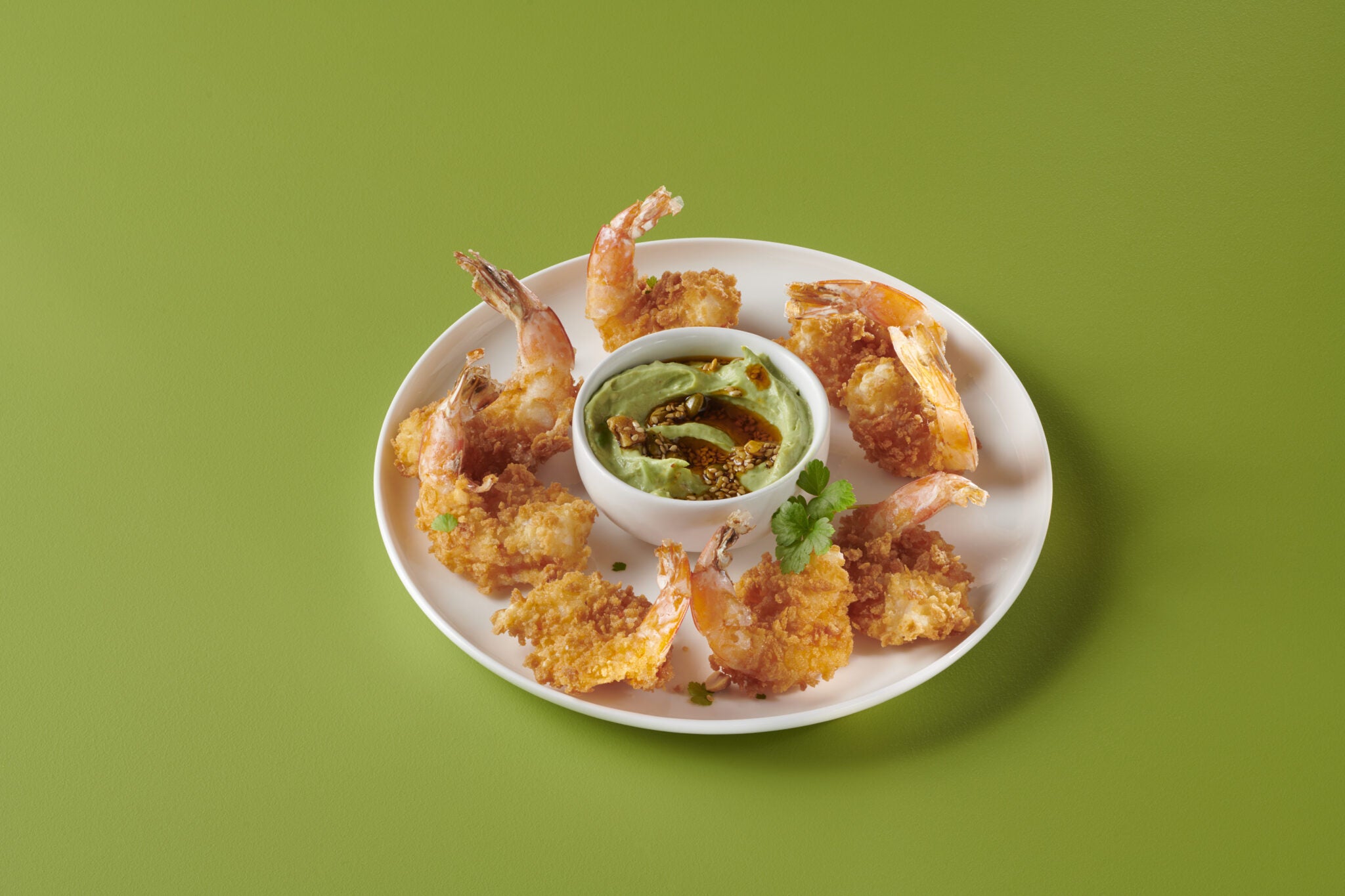 Pork Rind Crusted Shrimp with Peanut Salsa Macha | Gordon Food Service